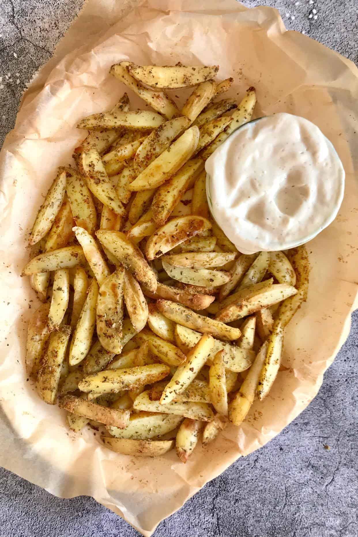 Homemade Baked French Fries (Oil-Free) with Garlic & Oregano – No Sweat ...