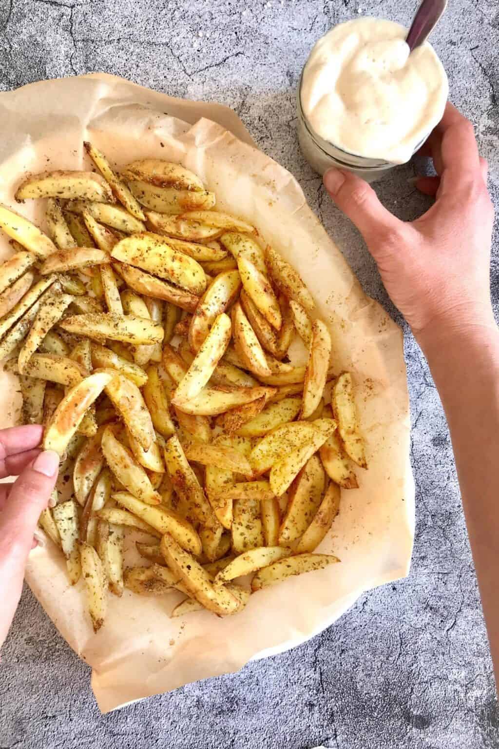 Homemade Baked French Fries (Oil-Free) with Garlic & Oregano – No Sweat ...