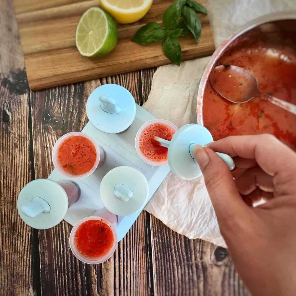 Sugar-Free Strawberry Citrus Popsicles with Basil – No Sweat Vegan